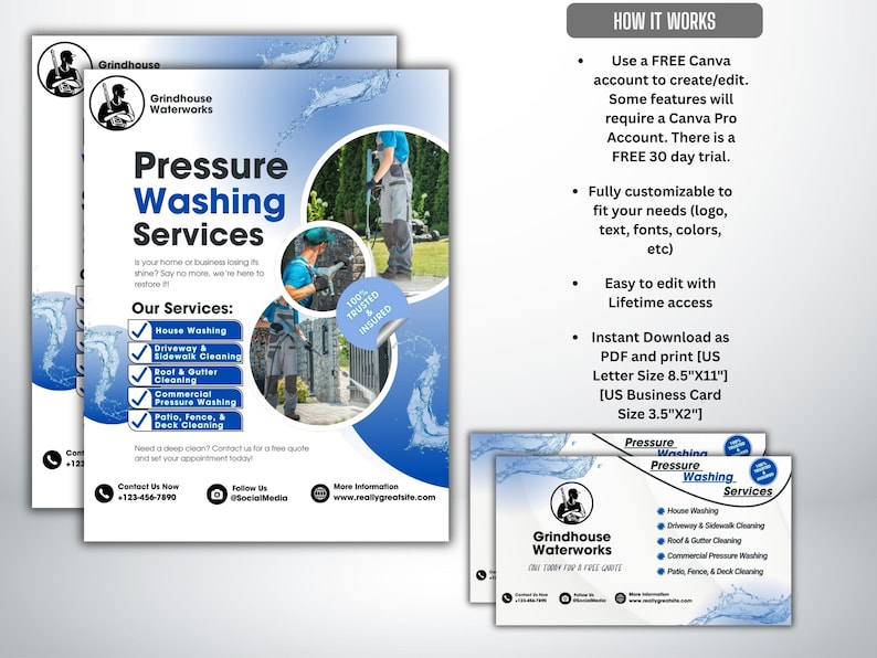 Pressure Washing Flyer and Business Card Template | Small Business ...