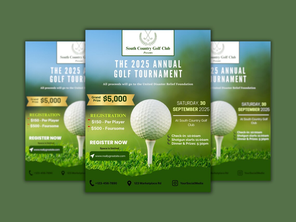 Charity Golf Tournament Flyer, Customizable and Printable Template ...