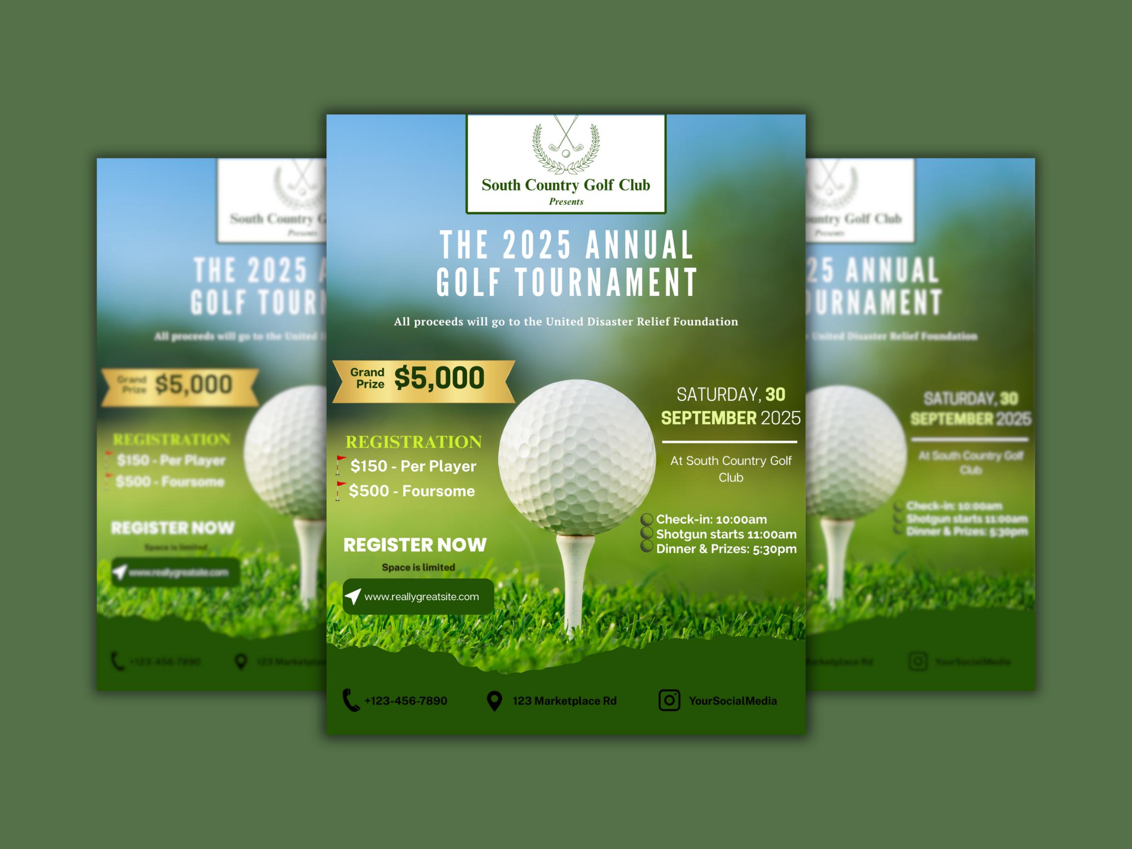 Charity Golf Tournament Flyer, Customizable and Printable Template ...