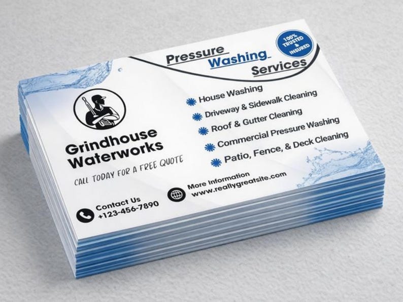 Pressure Washing Flyer and Business Card Template, Small Business ...