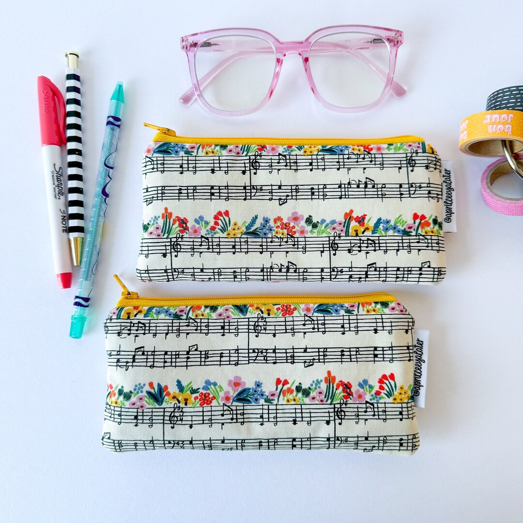 Mini Pencil Pouch Floral Notes - Etsy