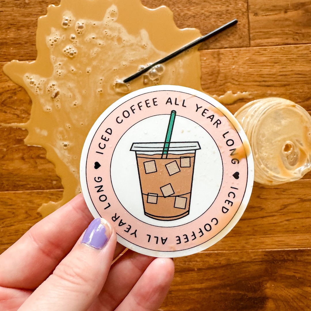 Iced Coffee All Year Long - Vinyl Sticker - Etsy