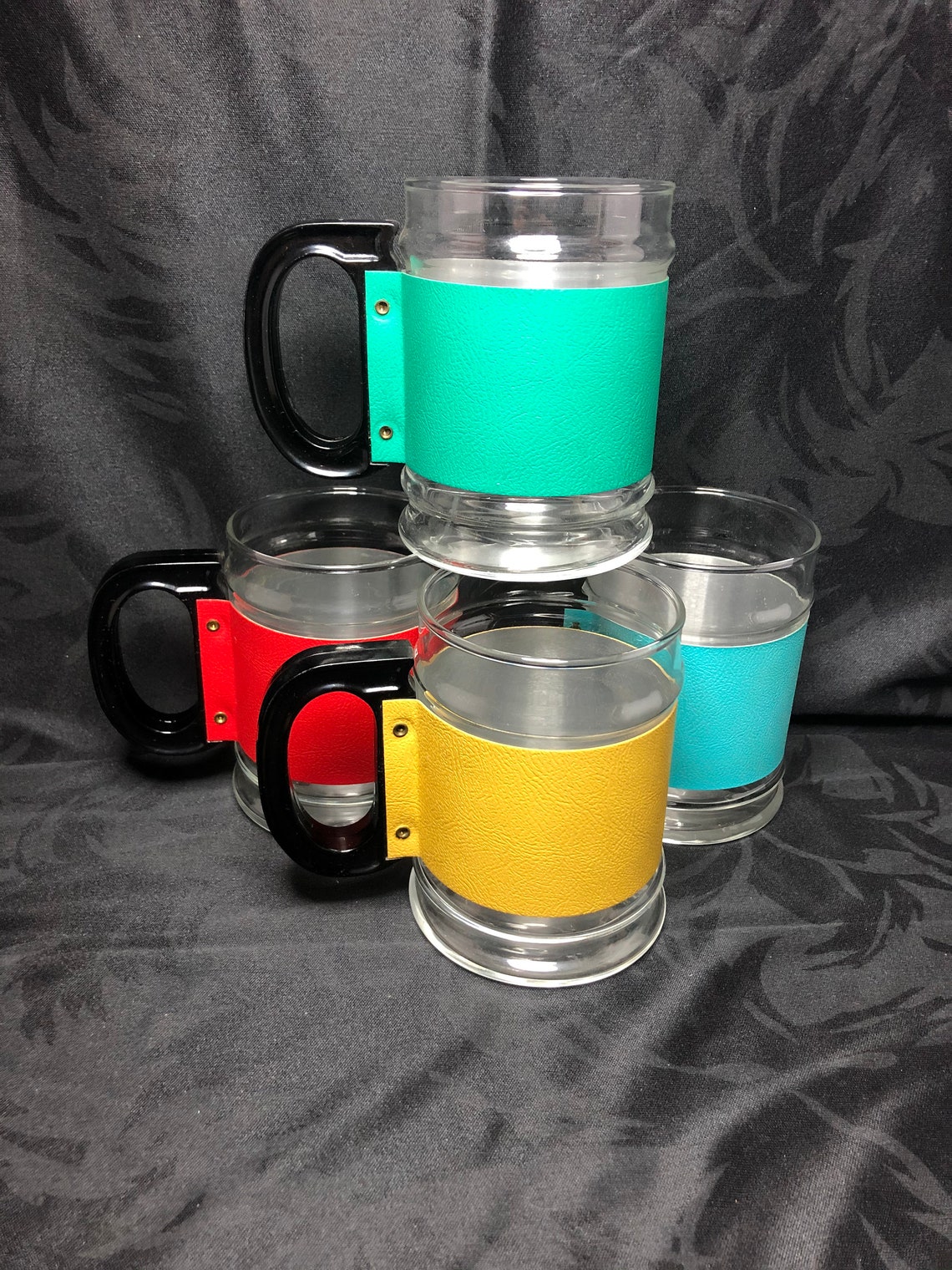 Glass and Vinyl Mugs Set of 4 - Etsy