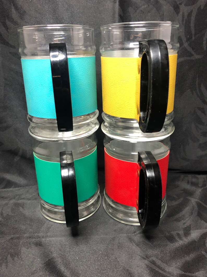 Glass and Vinyl Mugs Set of 4 - Etsy