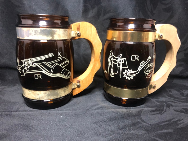 Siesta Ware Western Cowboy Motif Glass Mugs - Etsy