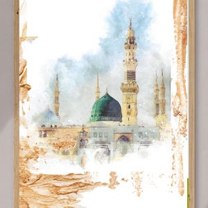 Medina Print | Islamic Wall Art | Masjid Al-nabawi Illustration ...