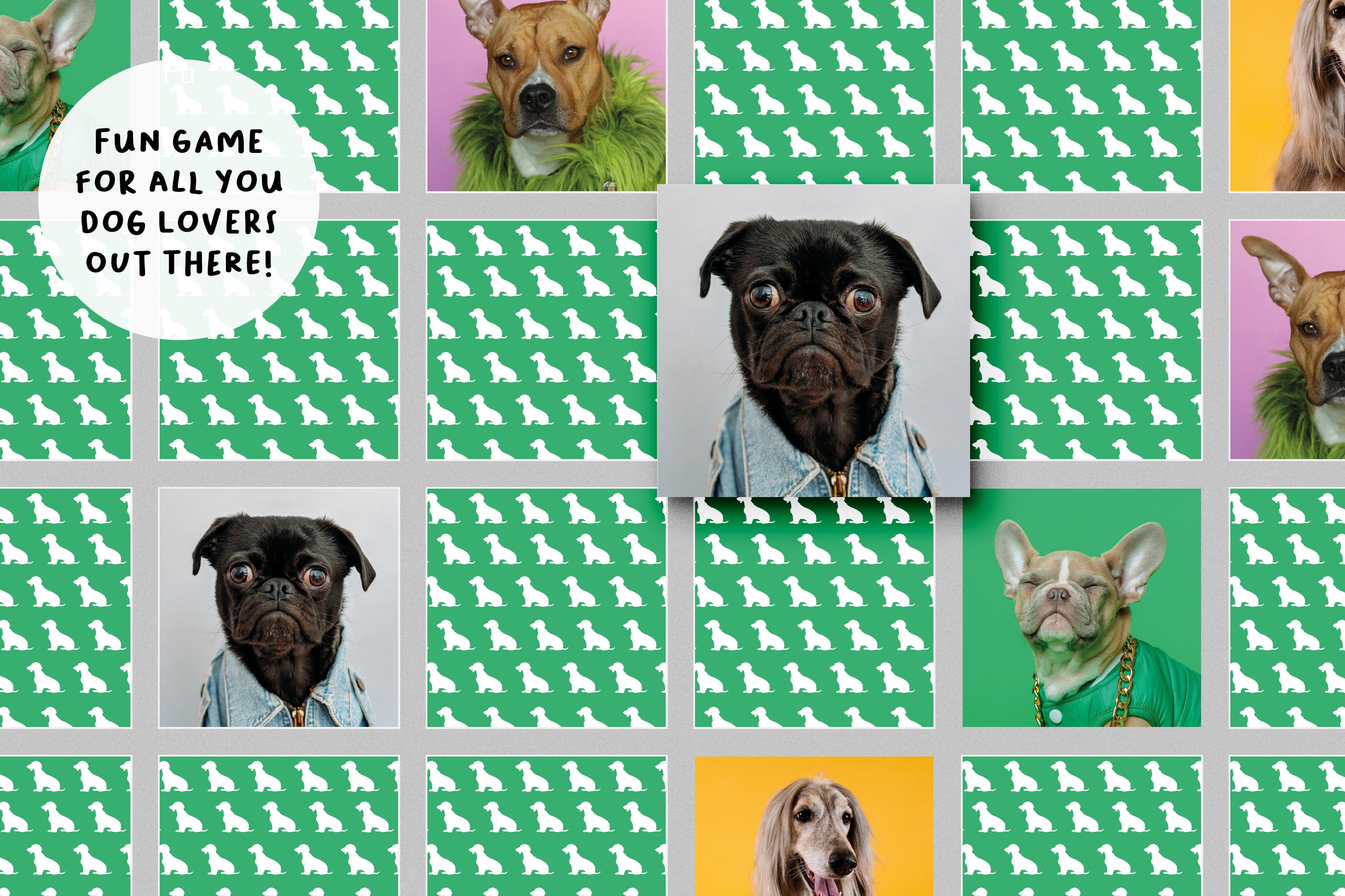 Dog Memory Matching Game – Printable Dog Game | 48 Cards + Back Design ...