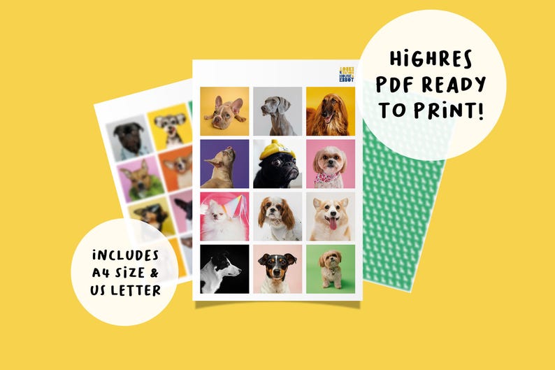 Dog Memory Matching Game – Printable Dog Game | 48 Cards + Back Design ...