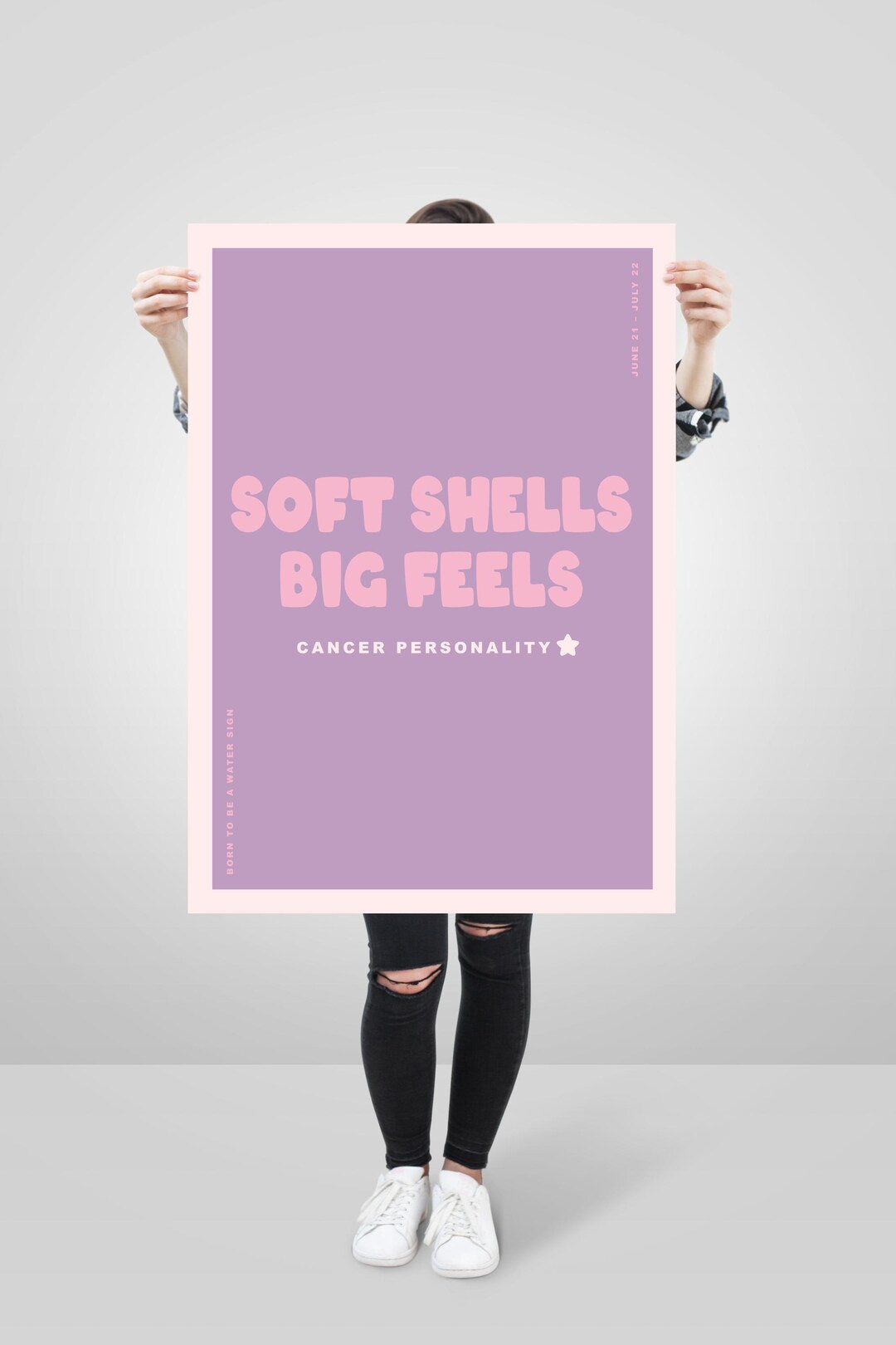 Cancer Poster – "soft Shells Big Feels" – Kawaii Emotional Wall Art ...