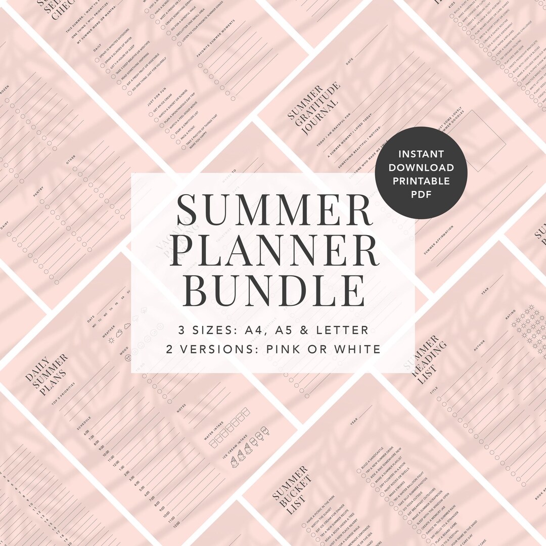 Summer of Self Care – Printable Summer Planner Bundle | 42 Pages in A4 ...