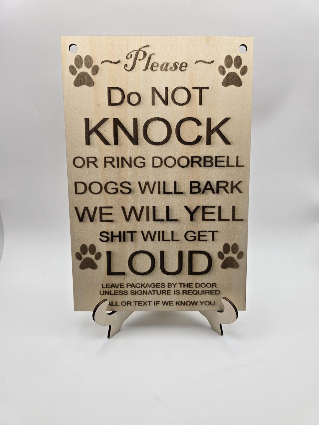 9x6 DO NOT KNOCK Sign for Dog Owners. Hang or Place by Your Front Door ...