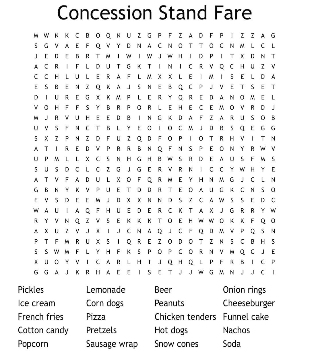 Bundle of Five Food Themed Word Searches - Etsy