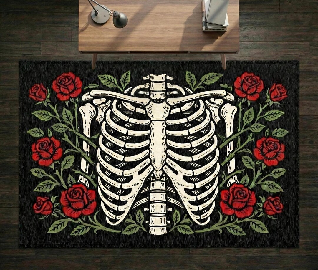 Gothic Anatomical Floral Skeleton Rug | Doctor and Nurse Gift | Nursing ...