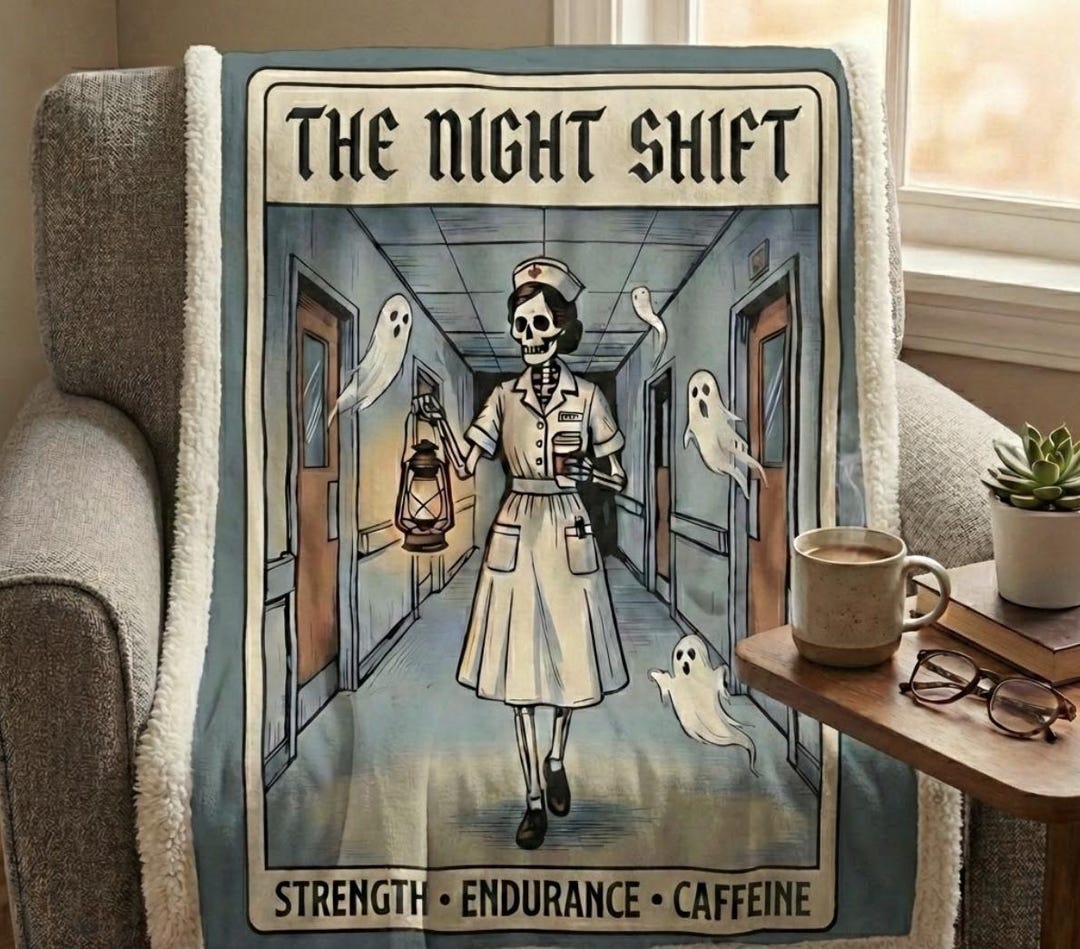 Night Shift Tarot Card Blanket for Nurse & Doctor | ICU RN Sherpa Throw ...