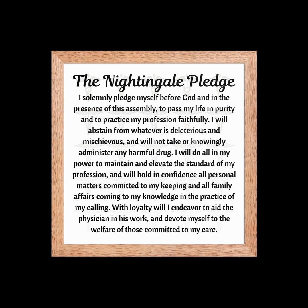 Nightingale Pledge Framed Poster for Nursing Student & Nurse | New ...