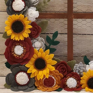 Felt Flower Sunflower Window Look Chicken Wire Wood Frame Wall Decor ...