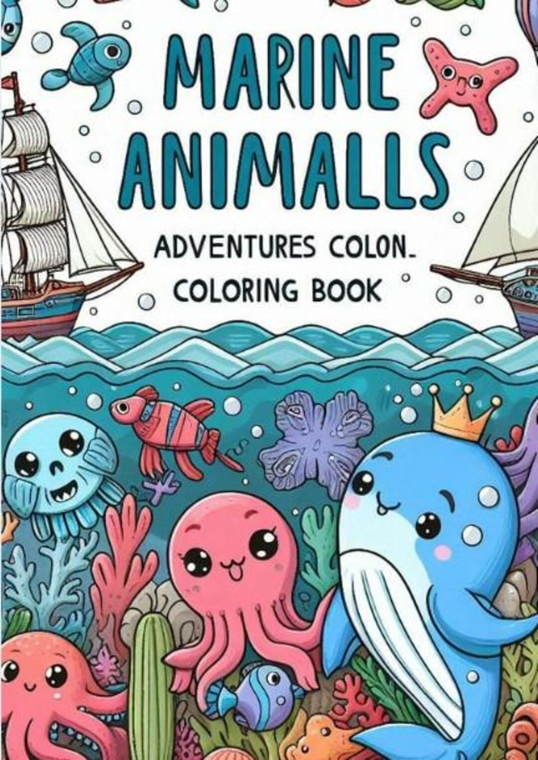 Marine Animals Adventures Coloring Book Fun - Underwater Scenes ...