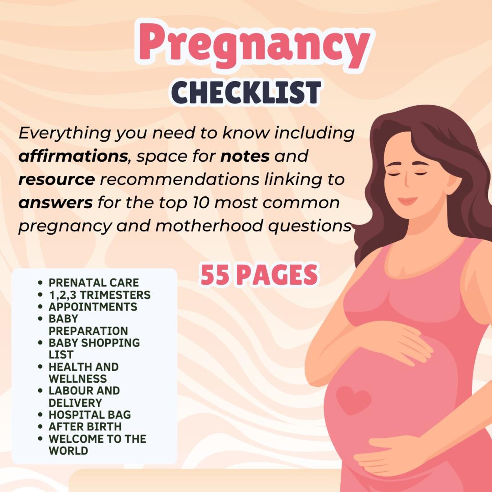 Pregnancy Checklist Printable Planner for First Time Moms & Baby ...