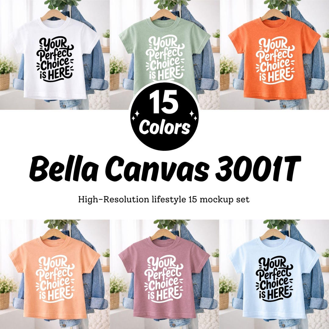 Bella Canvas 3001T Mockup Bundle, 15 Colors T-shirt Mockups, Lifestyle Flat Lay Photos, - Etsy