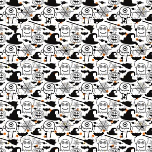 Seamless Halloween Pattern PNG JPG, Spooky Halloween Digital Paper ...