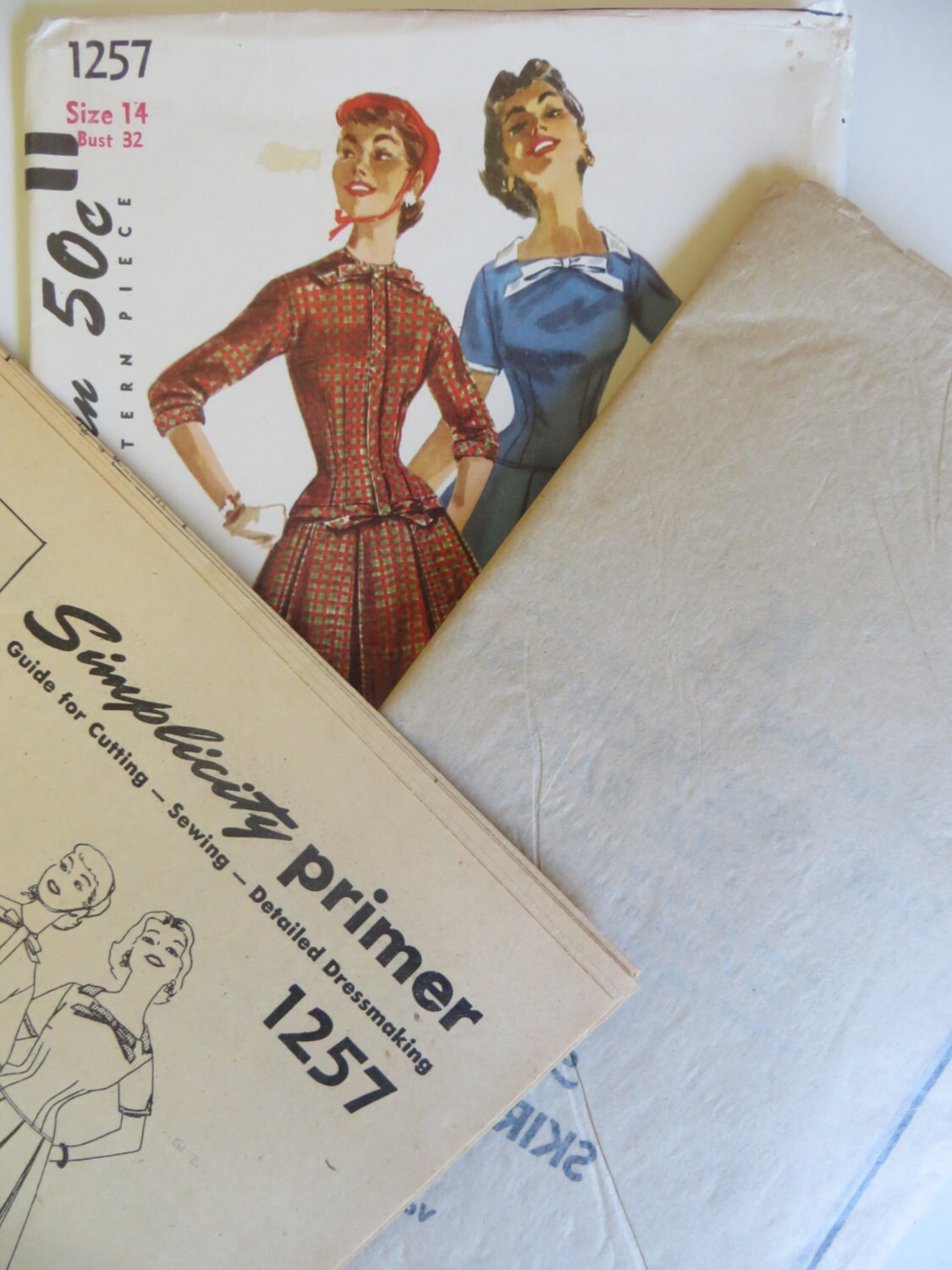 1955 Simplicity Uncut Printed Sewing Pattern Dress Size 14 No. 1257 - Etsy