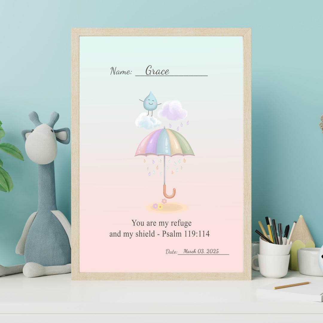 Personalized Christian Nursery Printable | Bible Verse Wall Art | Psalm ...
