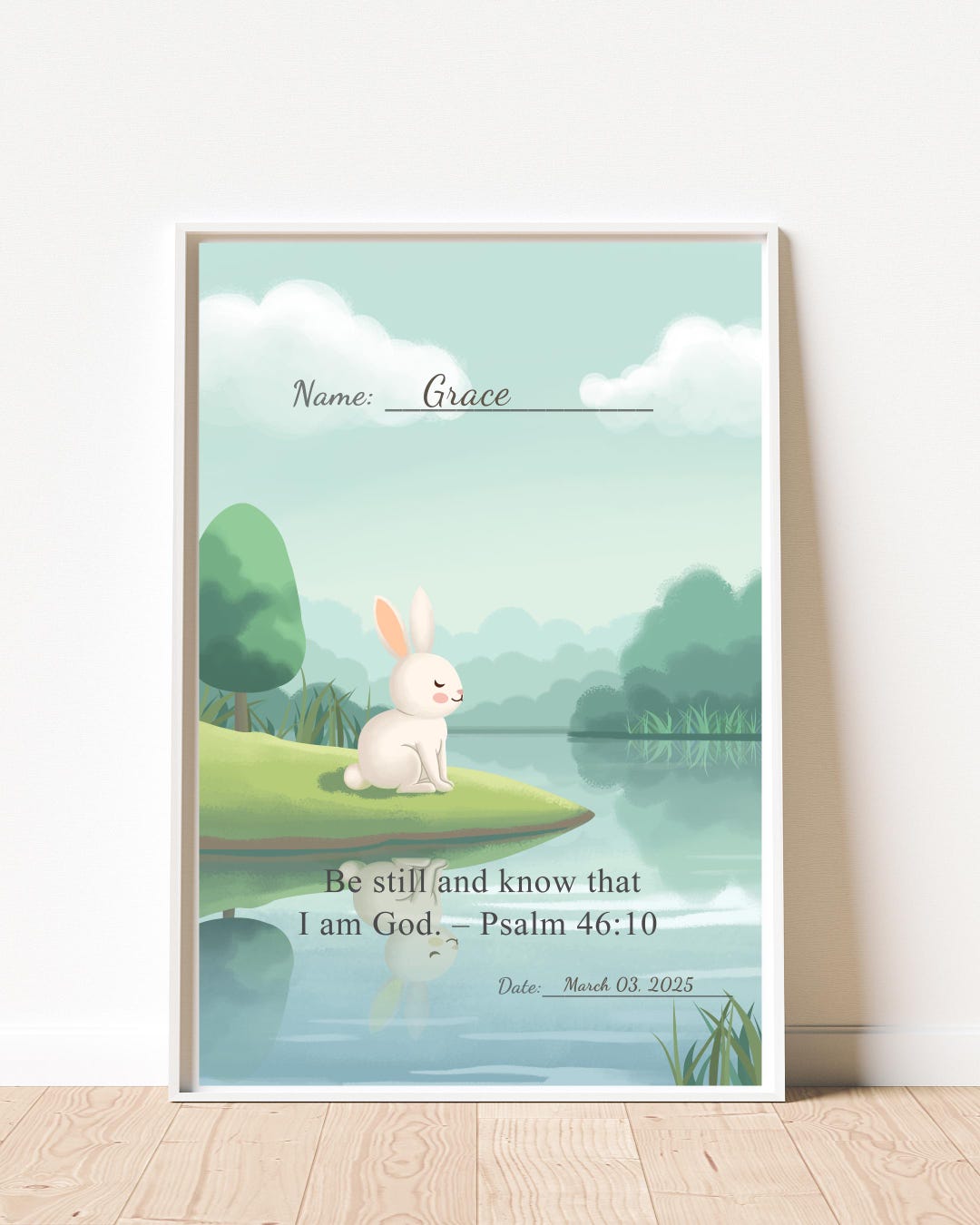 Be Still and Know Bunny Wall Art | Christian Nursery Bible Verse Print ...