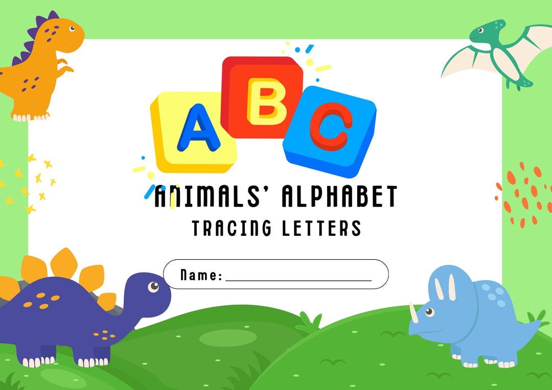 Colorful Cute Alphabet Tracing Workbook - Illustrative Style - Digital ...