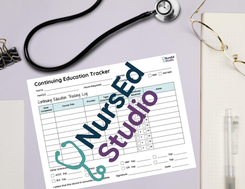 CE & CEU Tracker for Nurses – Printable Certification Log, License ...