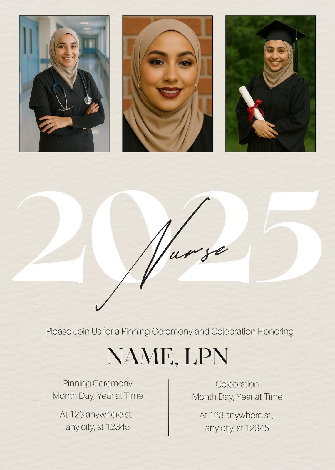 Editable Nurse Pinning Ceremony Invitation: Black & Gold 2025 ...