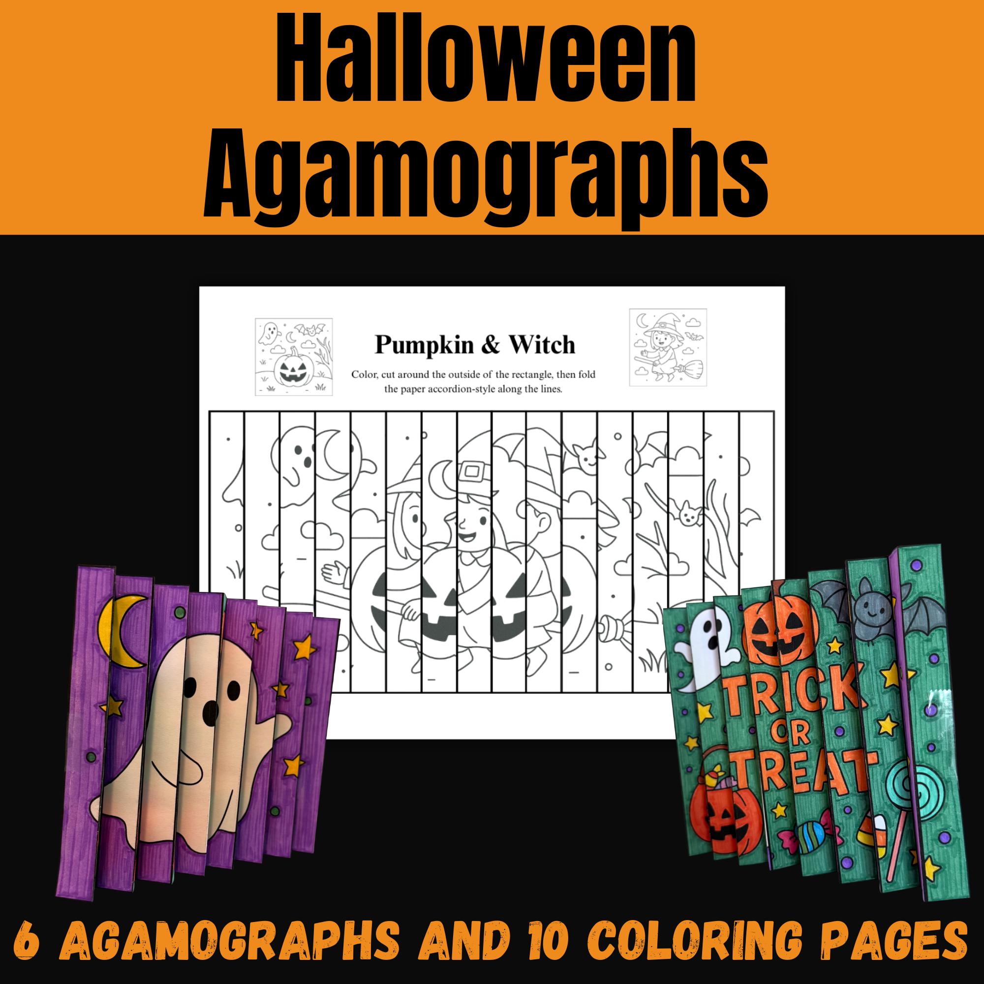 Halloween Agamograph & Coloring Pages Activity- Spooky Optical Illusion ...