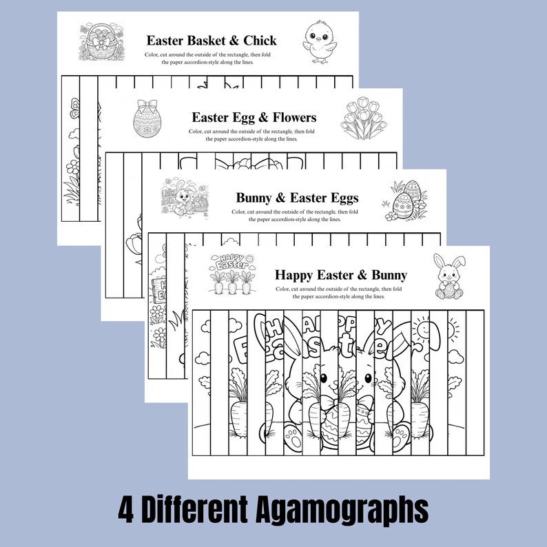 Easter Agamograph & Coloring Pages Activity- Spring Optical Illusion ...