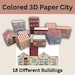 Colored 3D Paper City, Printable 3D Buildings for Paper Kids Craft ...