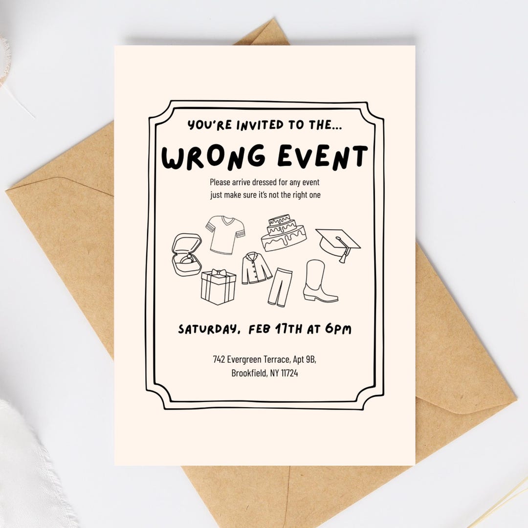 Wrong Event Party Invitation, Canva Template, Funny Mismatched Party ...
