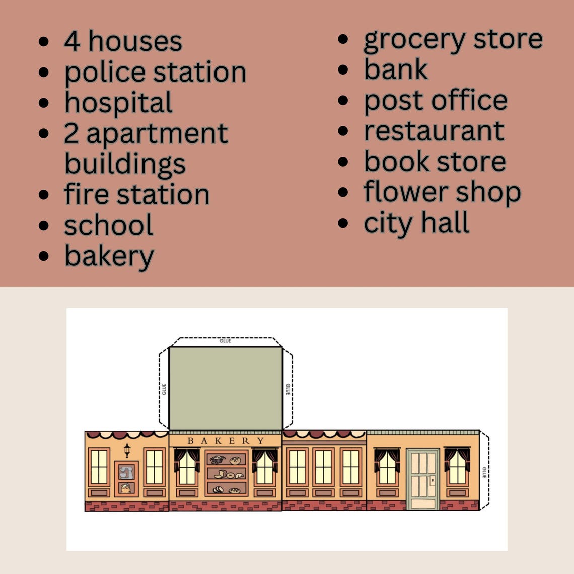 Colored 3D Paper City, Printable 3D Buildings for Paper Kids Craft ...