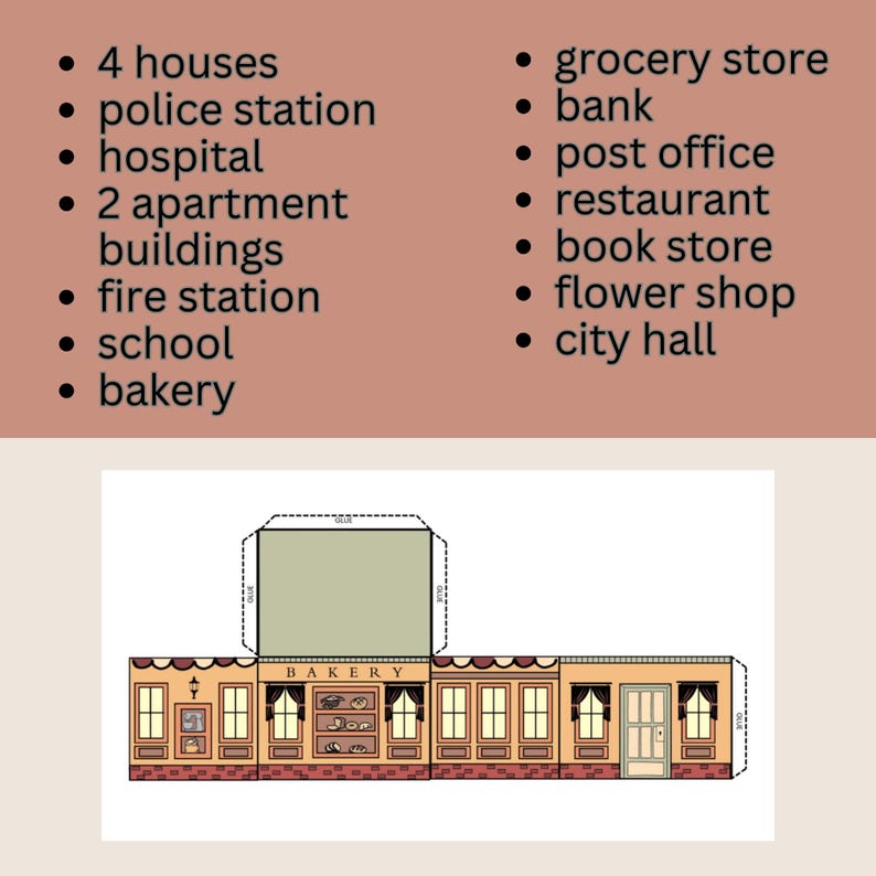 Colored 3D Paper City, Printable 3D Buildings for Paper Kids Craft ...