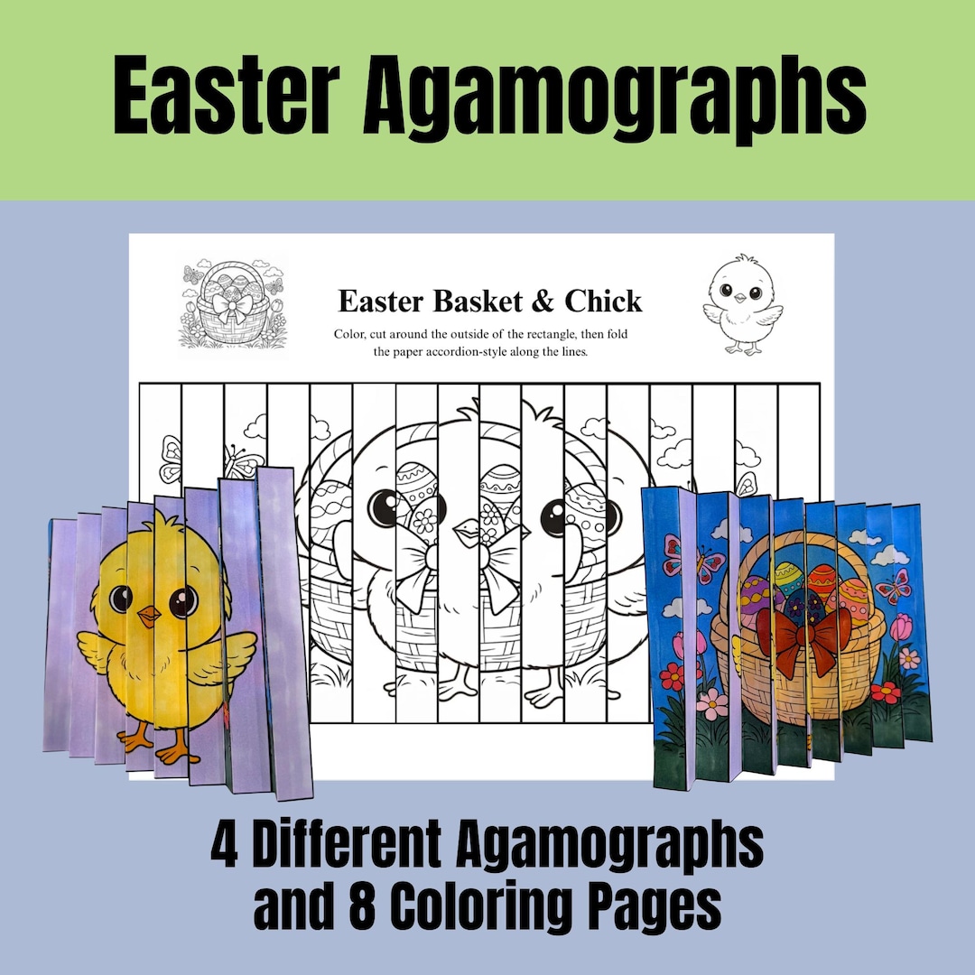 Easter Agamograph & Coloring Pages Activity- Spring Optical Illusion ...