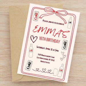 Diet Coke Soda Birthday Party Invitation, Digital Canva Template ...
