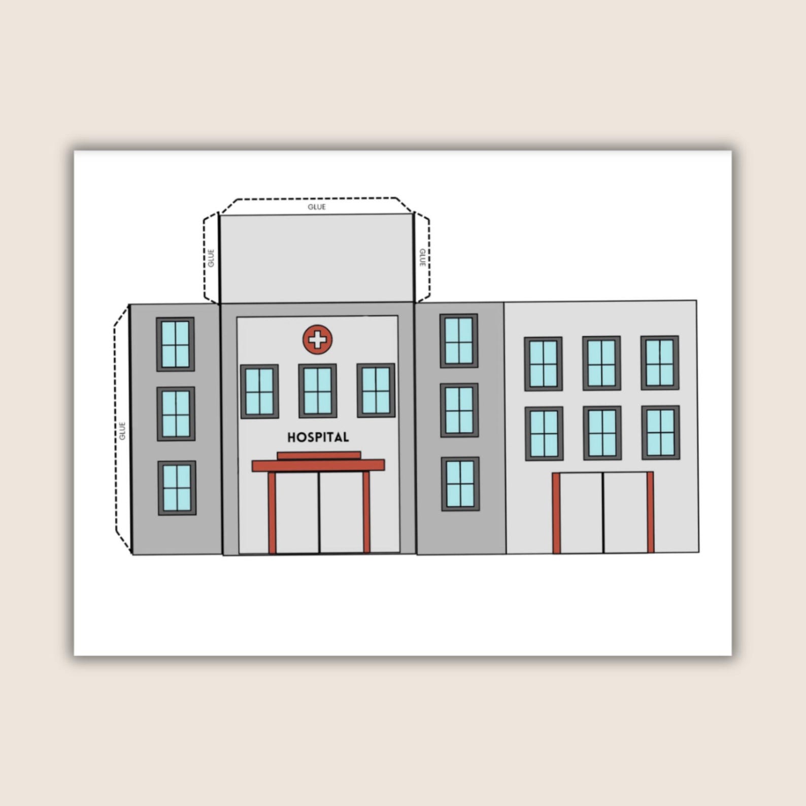 Colored 3D Paper City, Printable 3D Buildings for Paper Kids Craft ...