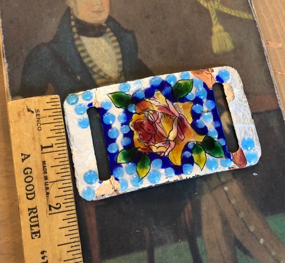 Stunning French Enamel Limoges Belt Buckle Dress Buck… - Gem