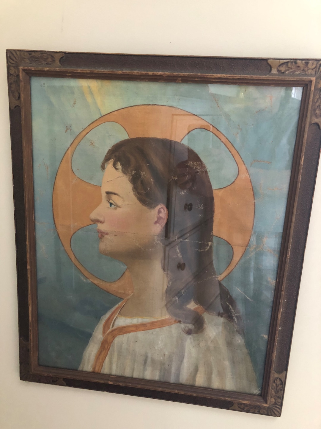 Fantastic Early 1900s Painting Christ Jesus With Golden Halo Fabulous ...