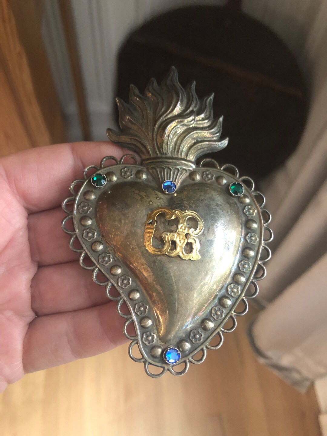Antique French Heart Ex Voto Relic Religious Heart Medal Decor - Etsy