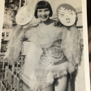 Vintage Photo Flapper Costume Dance Theatre Bobbed Hair Holding Faces ...