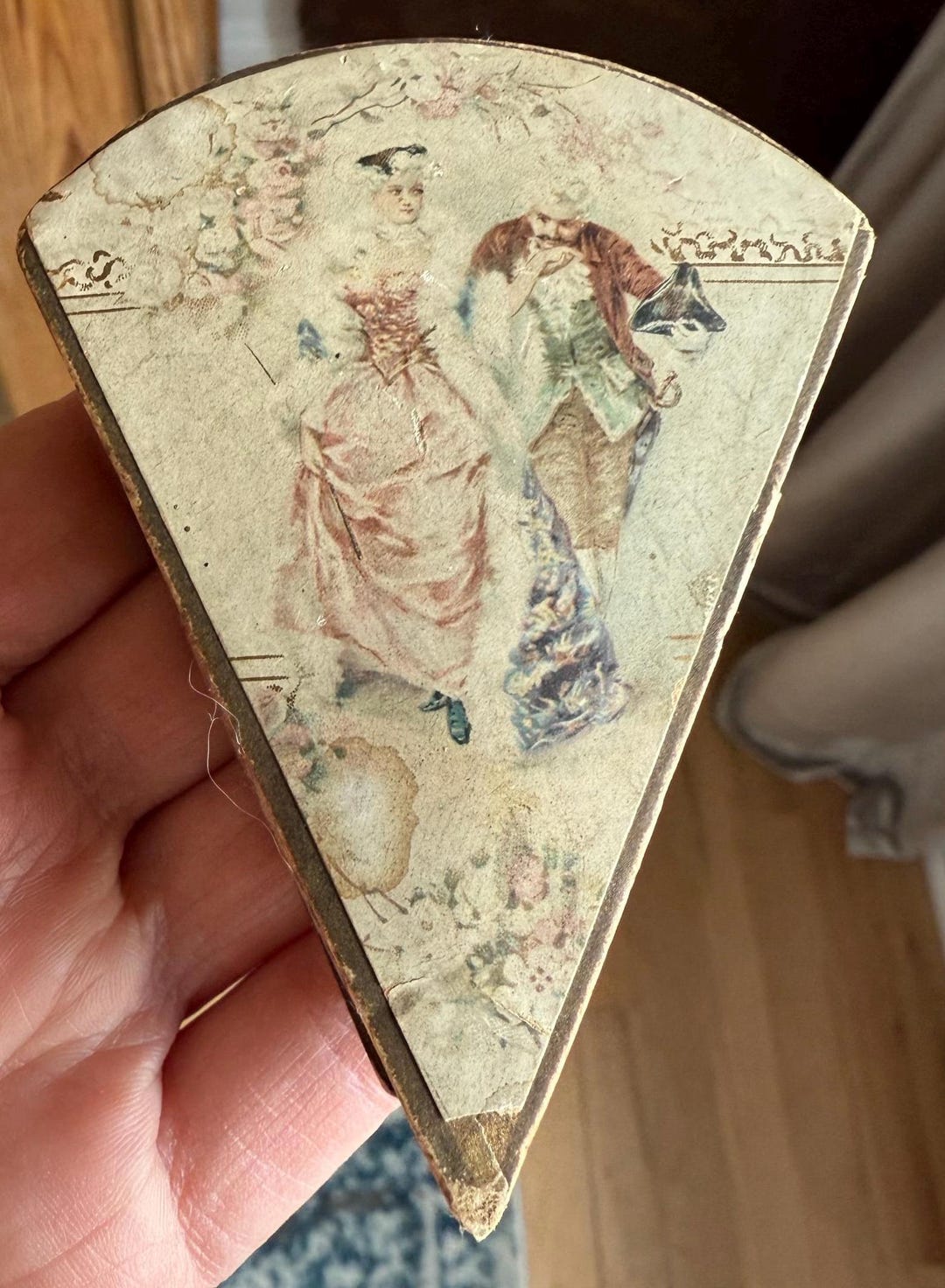 Antique Mini Cardboard Box Trinket Box Powder Box Vintage Box Courting ...