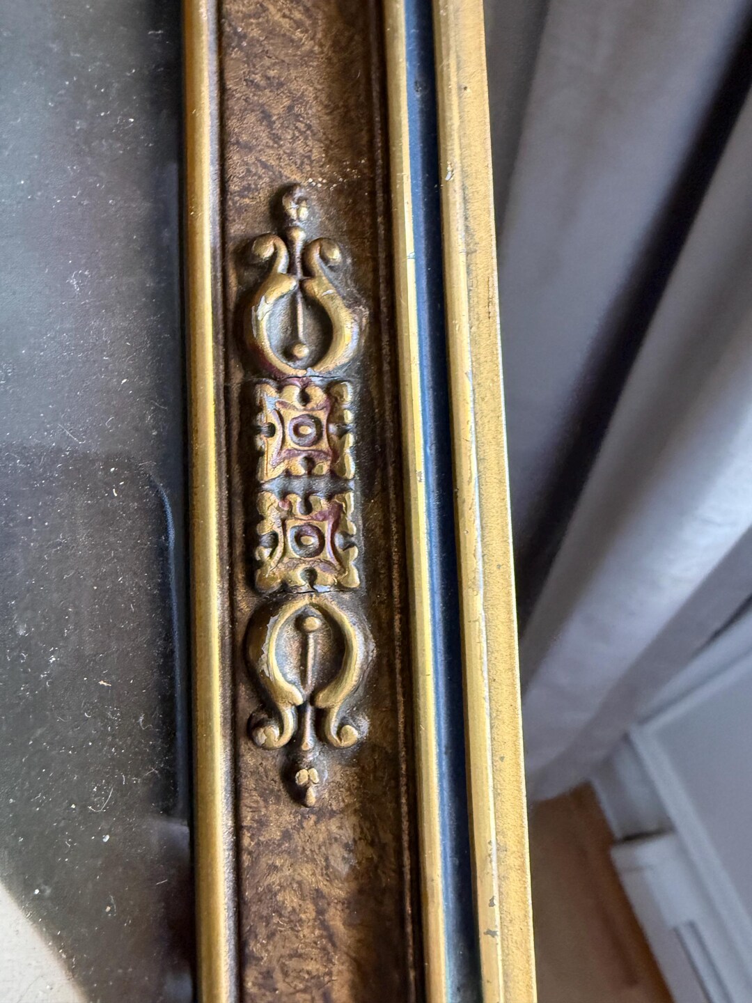 Antique Art Deco Picture Frame Bubble Glass Gesso Decor Fits About 10 X ...