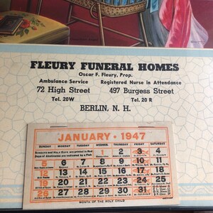 Vintage Circa 1942 Antique Funeral Home Calendar Beautiful Guardian ...