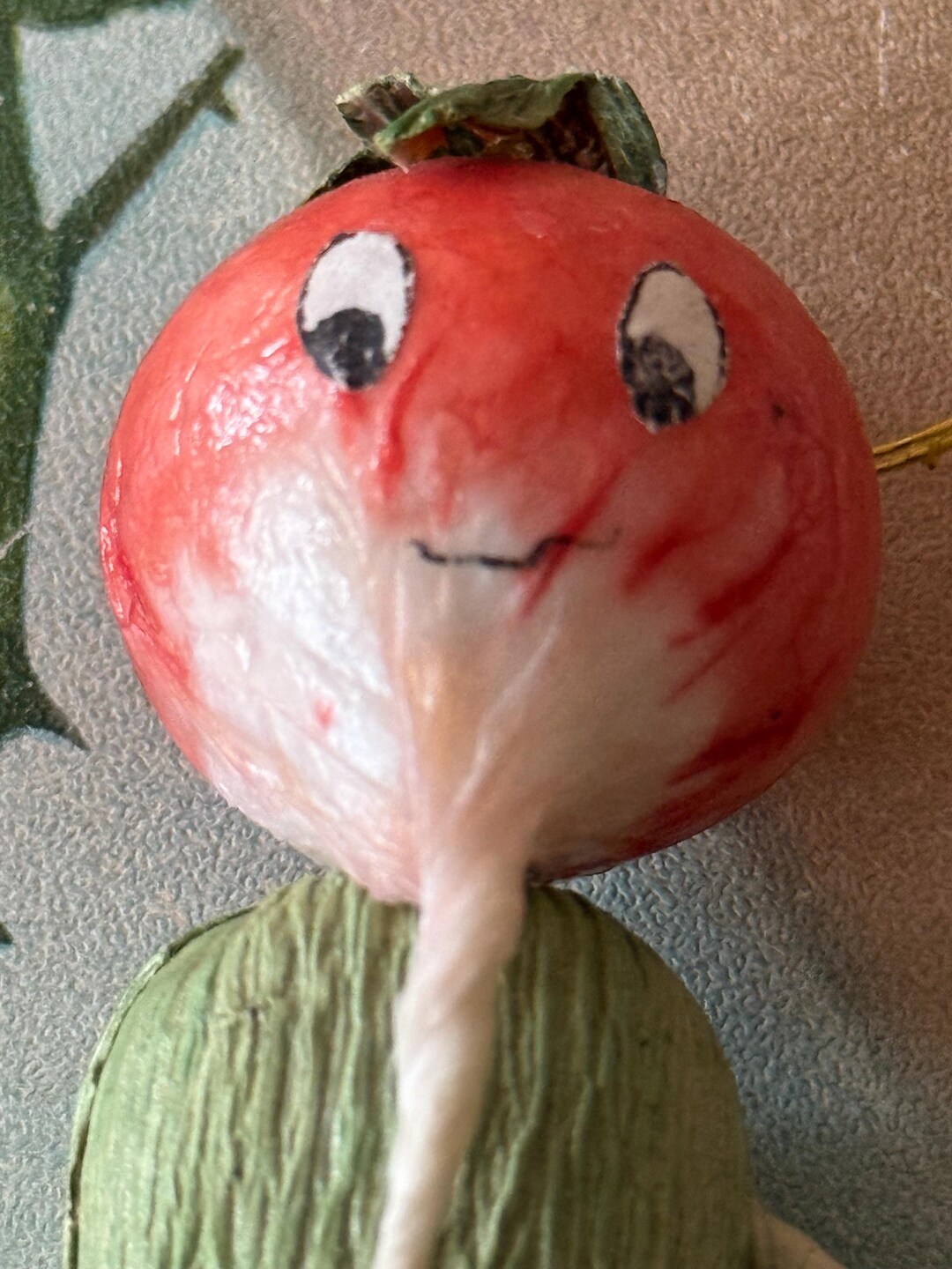 Vintage Crepe Radish Figure Anthropomorphic Figure Super Cute Decor ...
