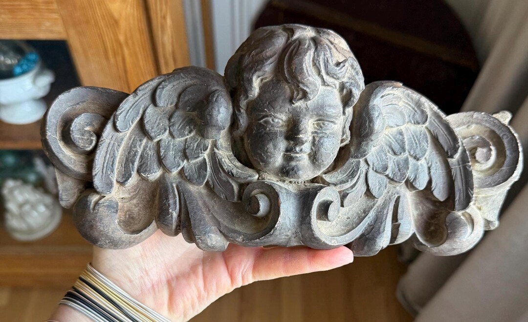 Vintage Plaster Putti Decor Wall Hanging Antique Winged Angel Cherub ...