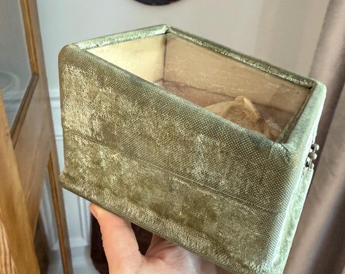 Antique French Dusty Blue Velvet Box Watch Box Trinket Box Antique Box ...