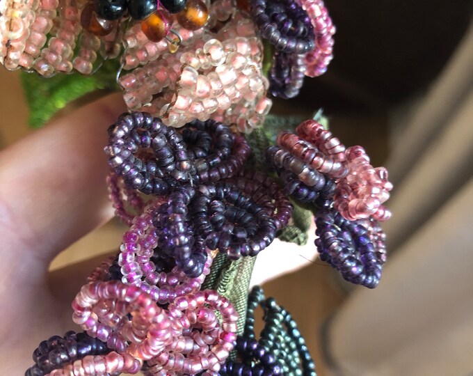 Antique Vintage Garland Seed Bead Flowers Floral Swag Decor Exquisite ...